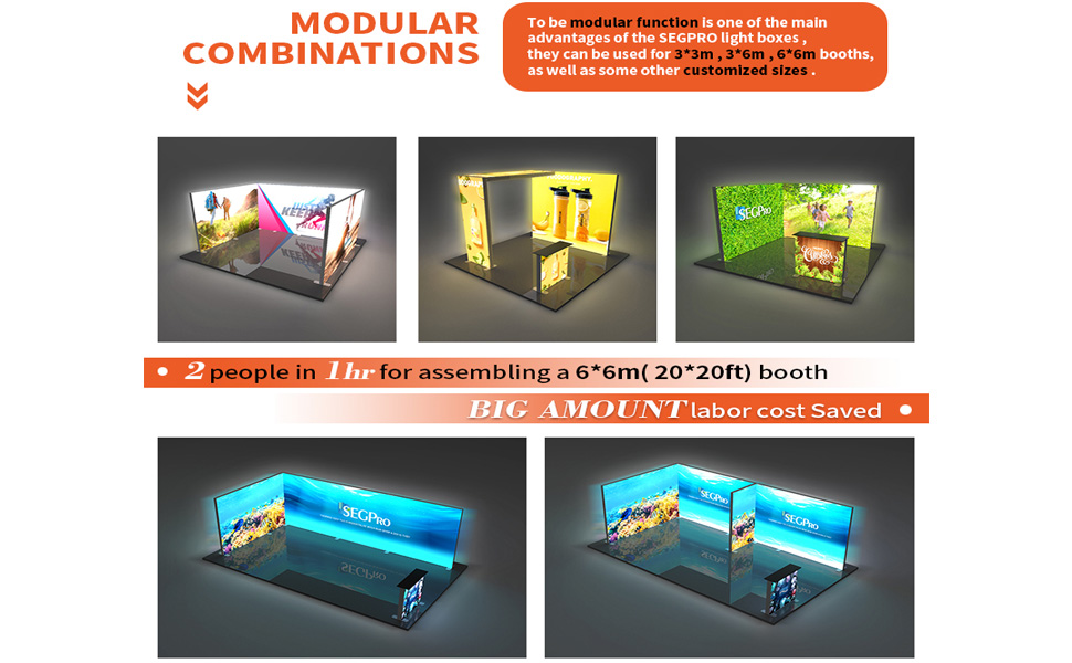 Onegyit SEG Display Stand, Modular Design LED SEG Fabric Lightbox, SEG ...